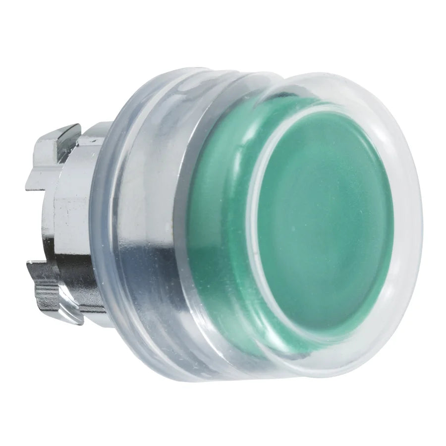 Schneider | XB4 Series | Green flush push button operator with clear ...